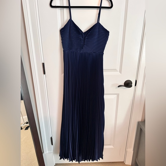 Milly | Dresses | Milly Deep Blue Pleated Maxi Dress | Poshmark